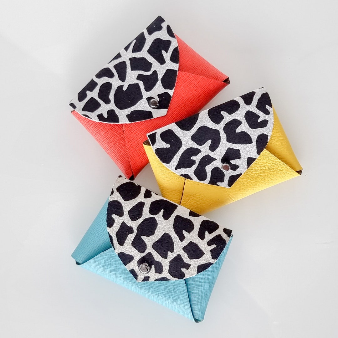 Blue Leather Coin Purse, Colorful Genuine Leather Coin Purse, Animal ...