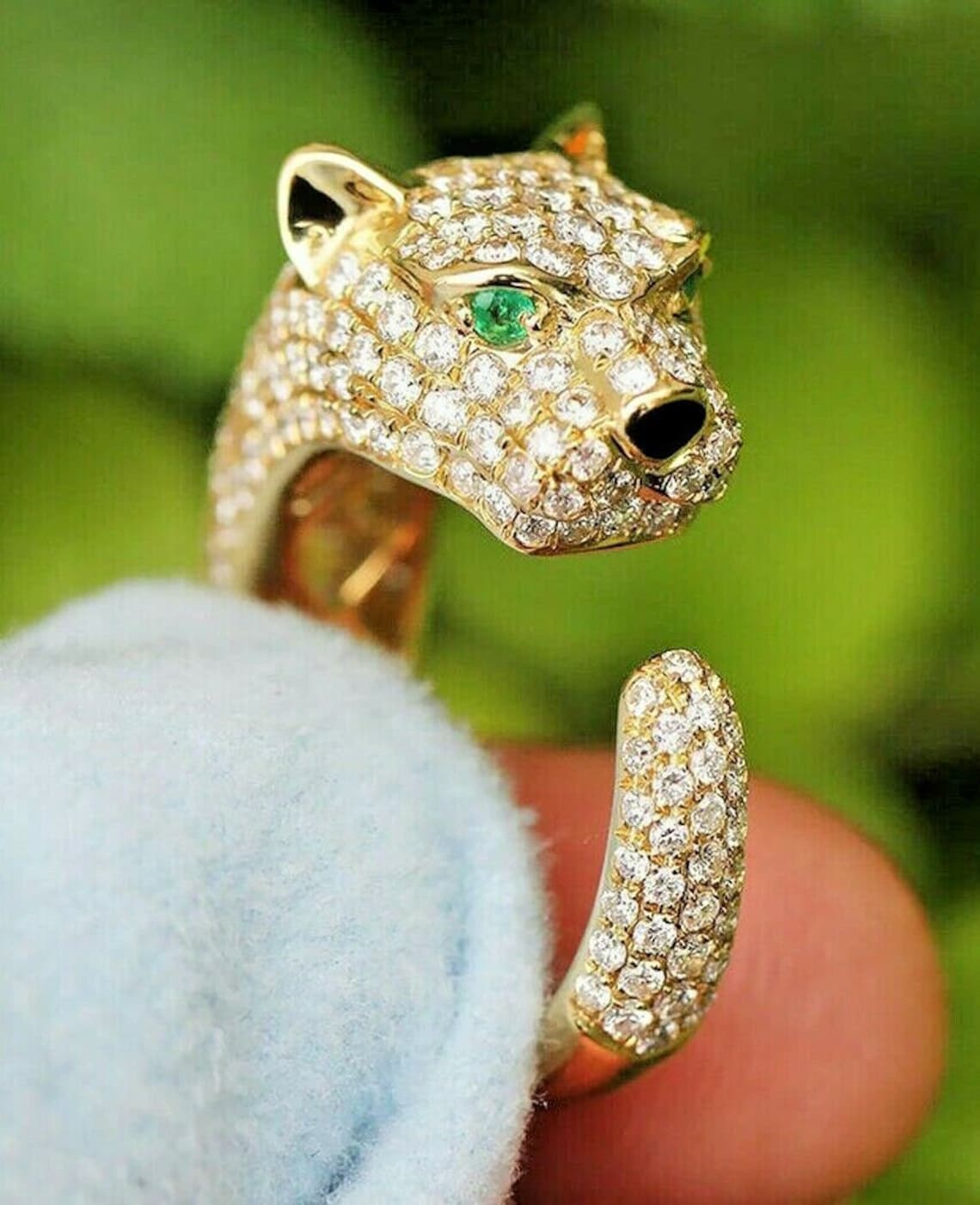 14k Gold Over Panther Ring Panther Diamond Ring Tiger Panther - Etsy