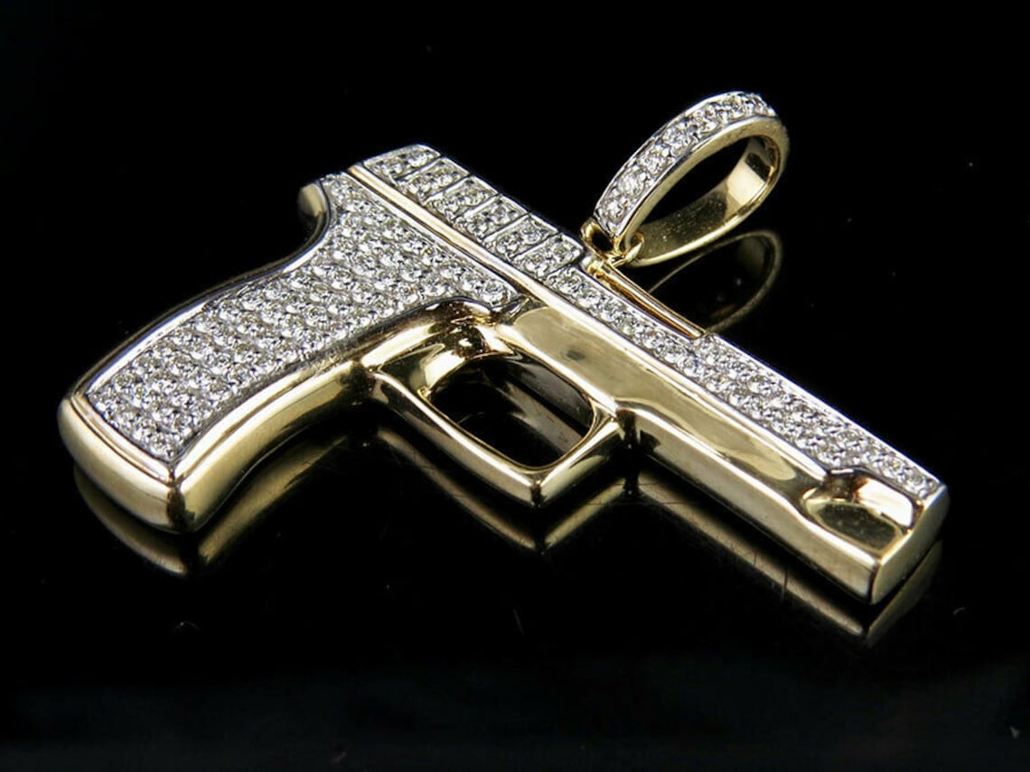 3.00 Ct Diamond Gun Pendant Hip Hop Diamond Pendant gun | Etsy