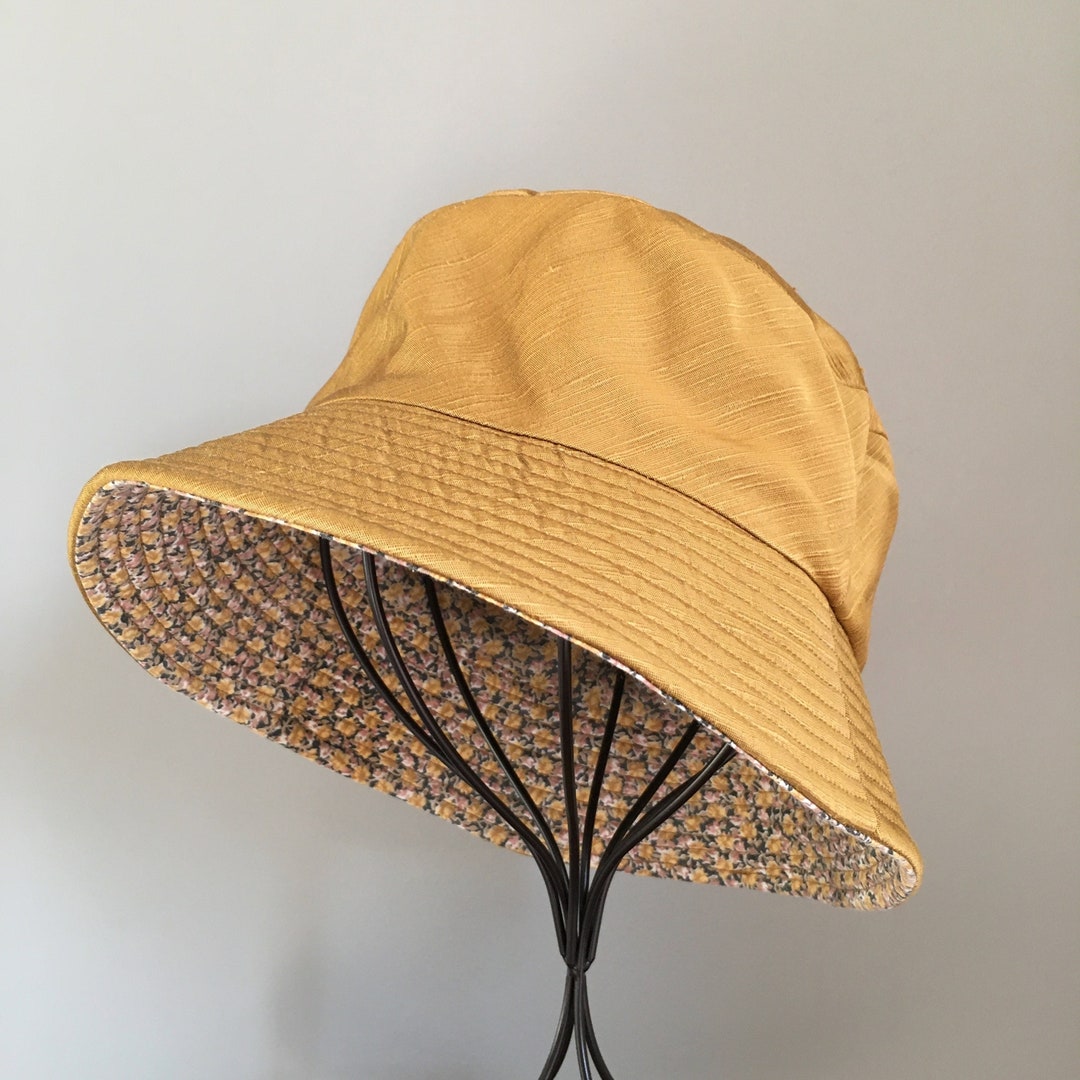 CONSTANCE Golden Floral Reversible Hat - Etsy