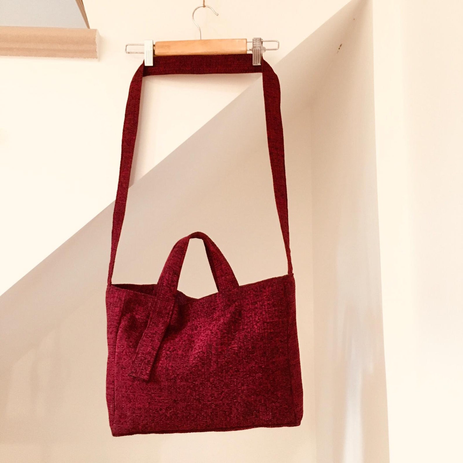 Women's red fabric shoulder bag and handbag | Etsy