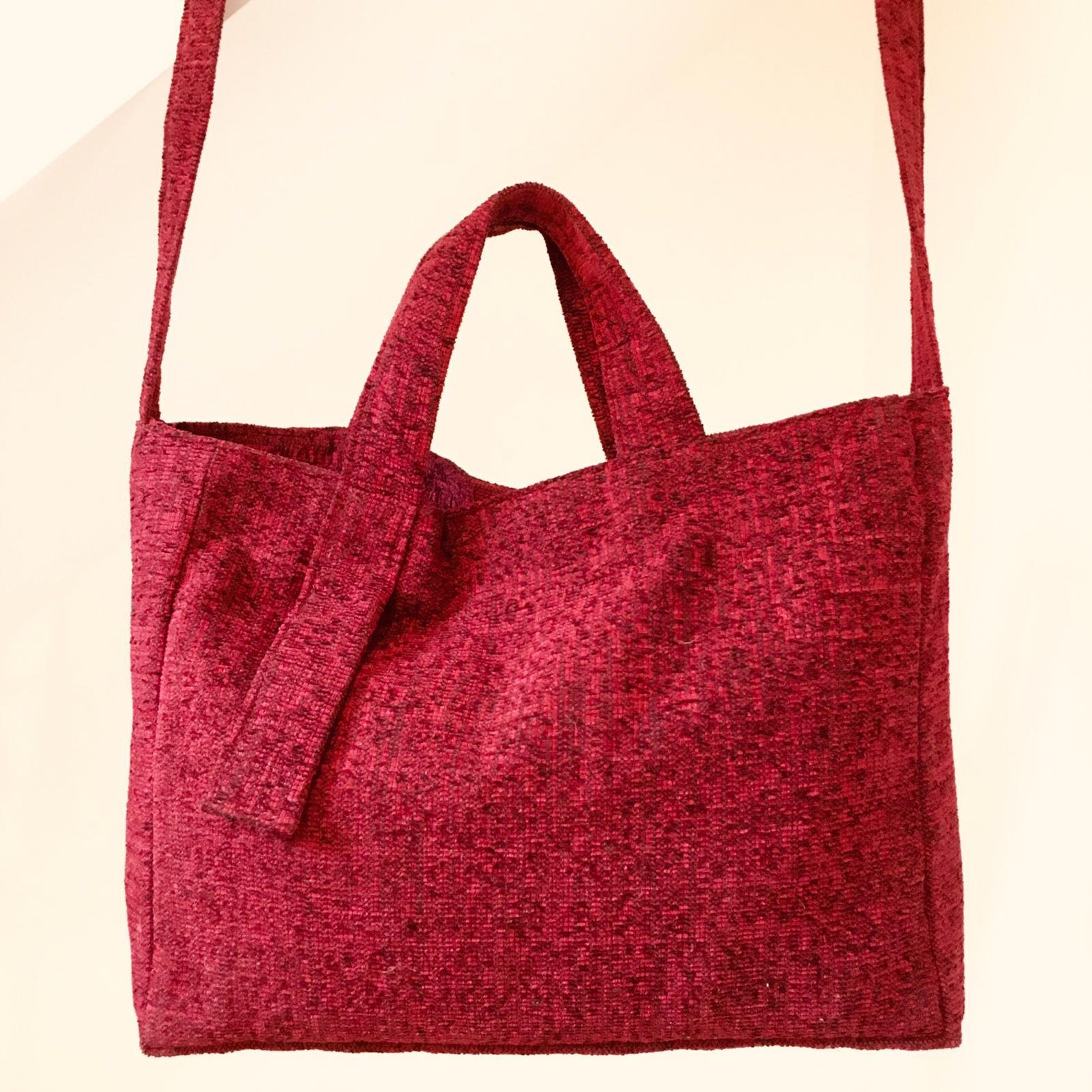 Women's red fabric shoulder bag and handbag | Etsy