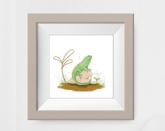 Fat Little Lizard Sketch Illustration 8.5 X 11 Black and White Animal ...