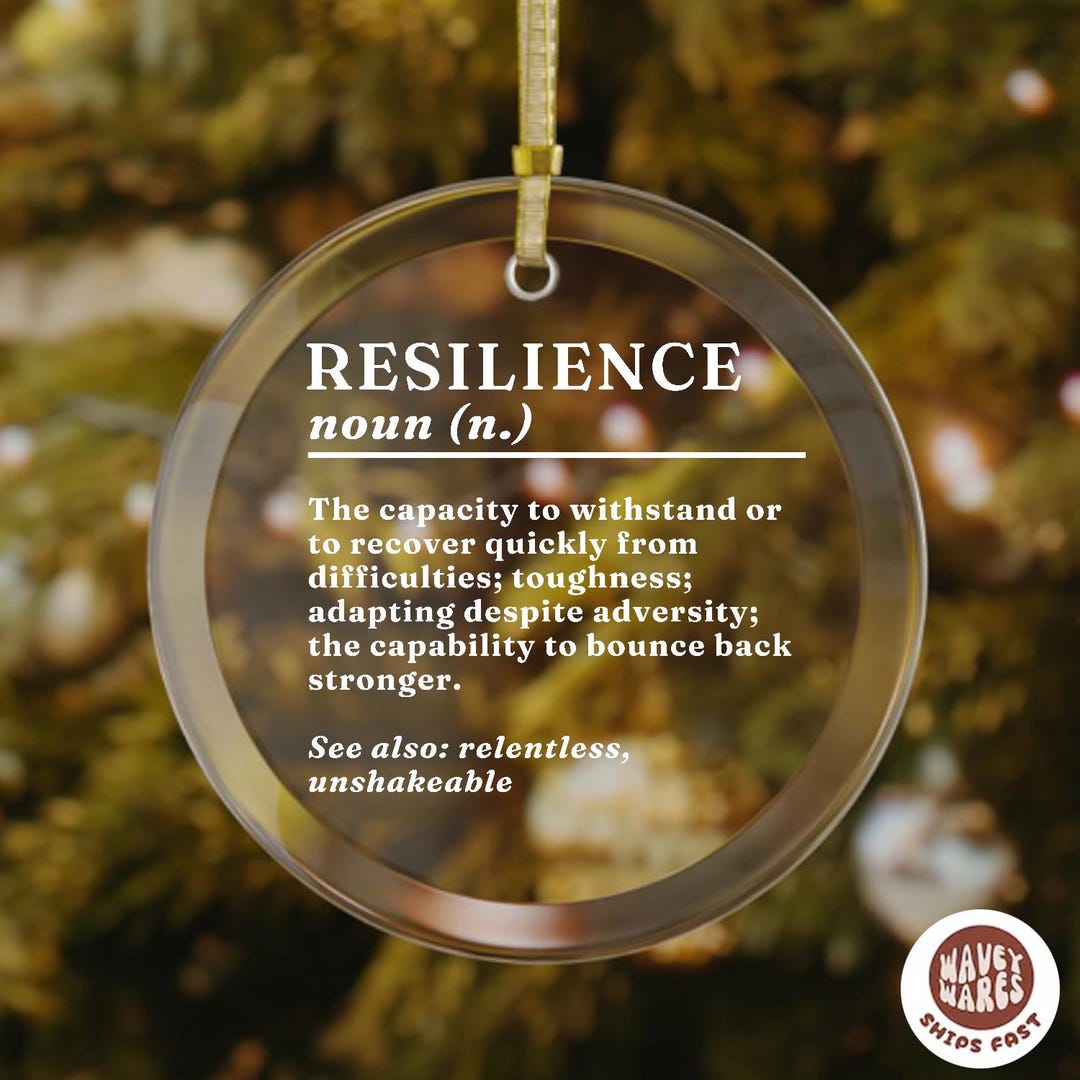 Resilience Definition, Perseverance Definition Glass Ornament ...