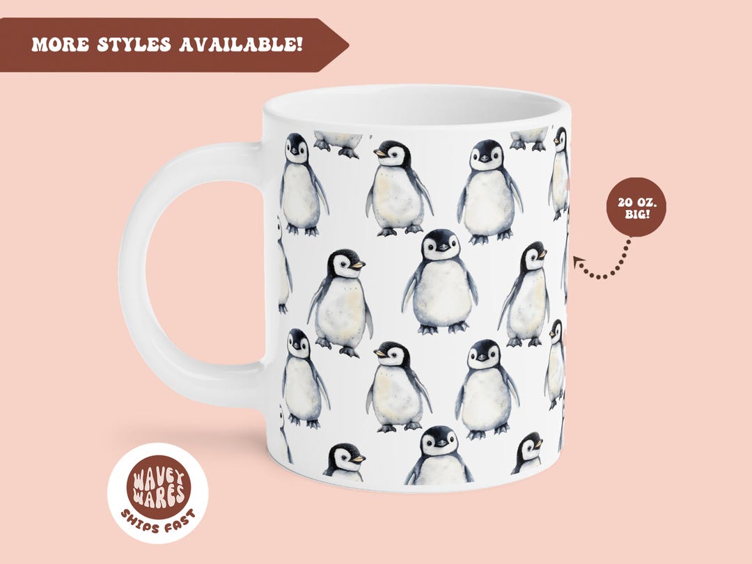 Cute Baby Penguin Coffee Mug, Big 20oz 15oz Mug, Penguin Chick Coffee ...