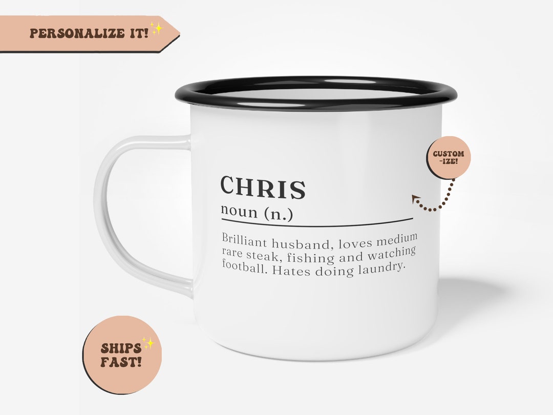 Name Definition Cup, Personalized Name Definition Camping Mug, Personalize Name Enamel Coffee ...