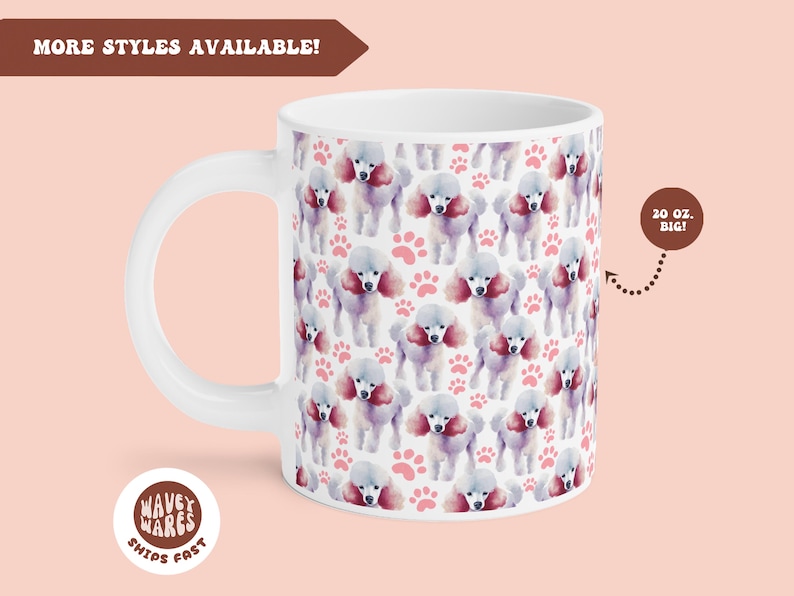 Cute Poodles Coffee Mug, Big 20oz 15oz Mug, Poodle Coffee Cup, Poodle ...