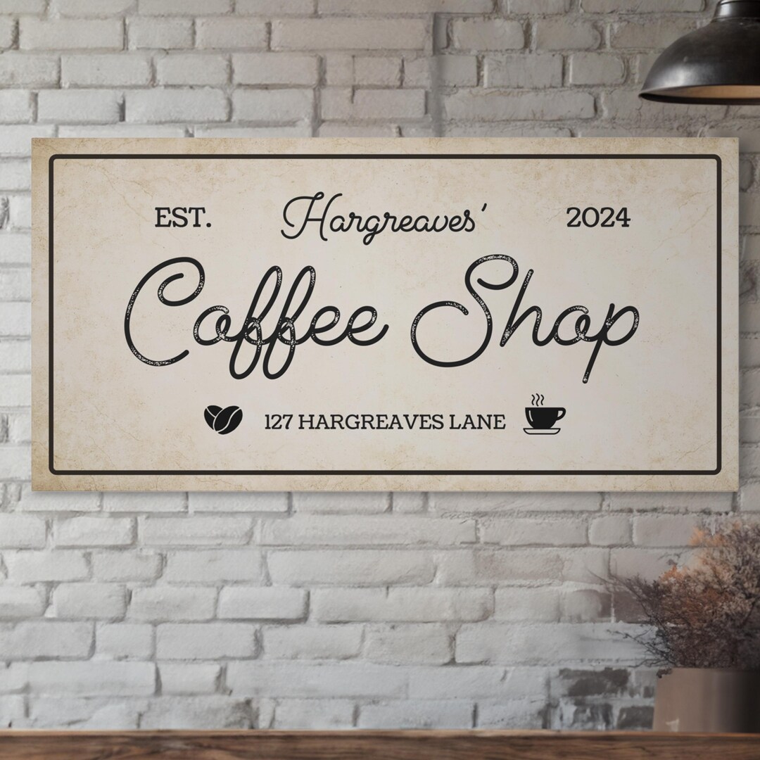 Large Custom Coffee Shop Sign Coffee Bar Small Business Decor Coffee ...