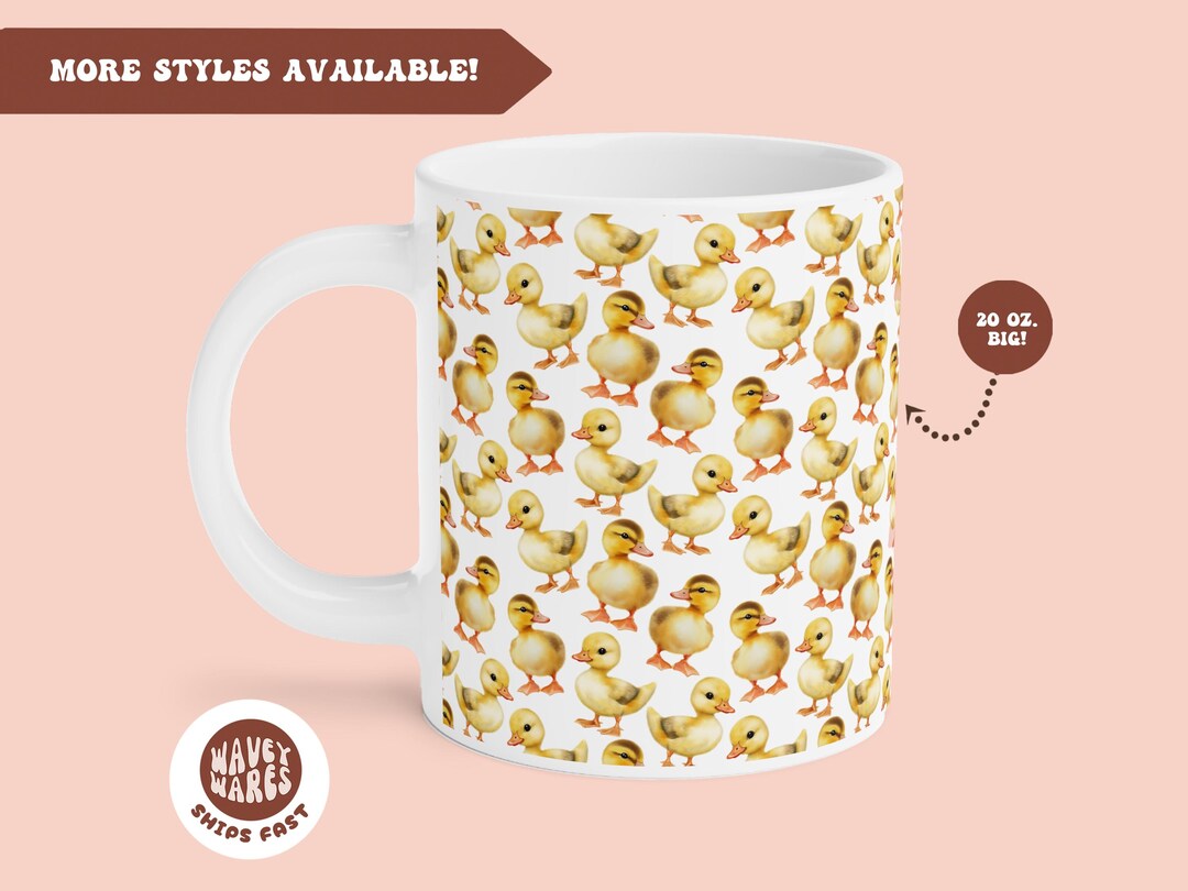 Baby Ducks Coffee Mug, Big 20oz 15oz Mug, Cute Duckling Gift Pattern ...