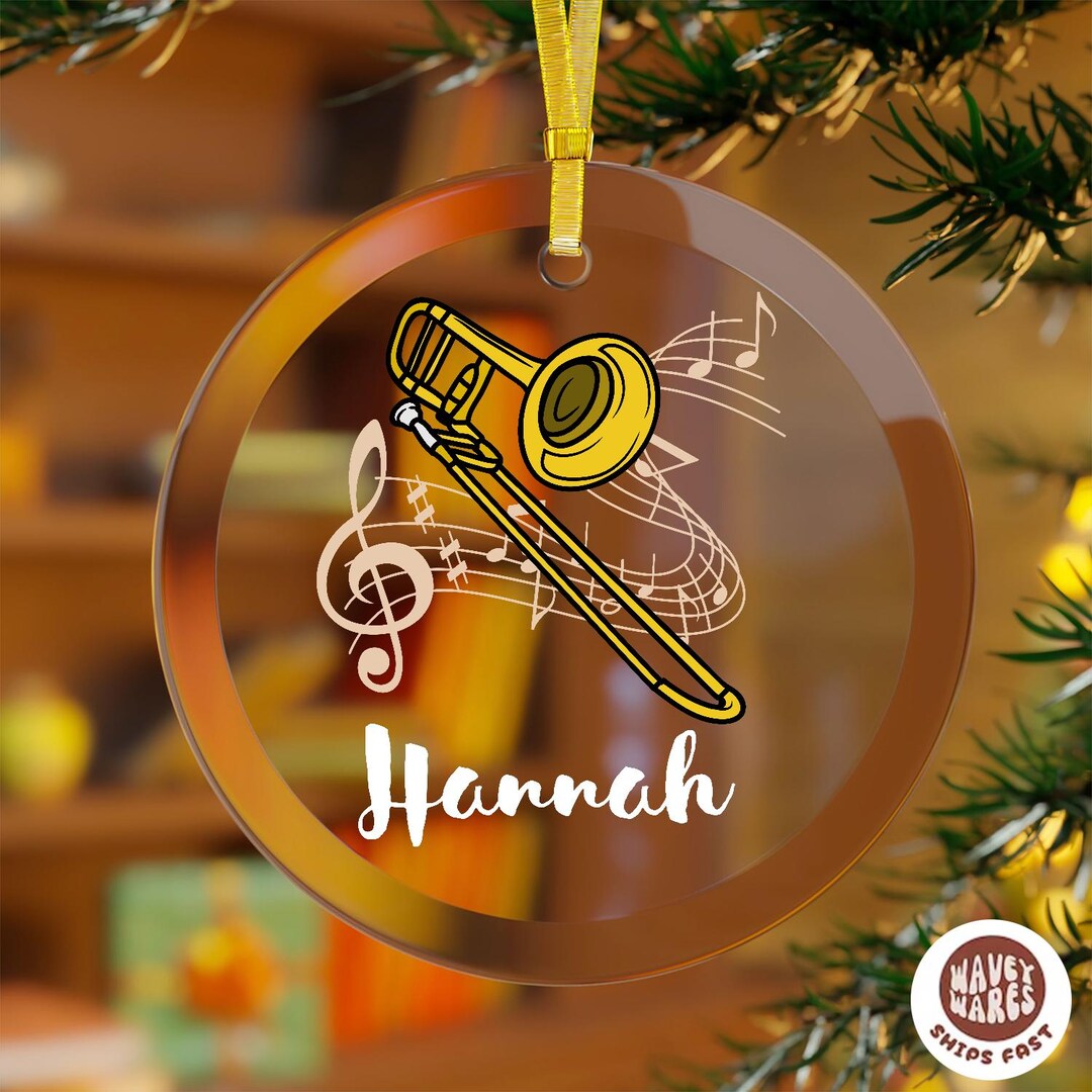 Personalized Trombone Glass Ornament, Trombone Gifts, Trombone Player ...