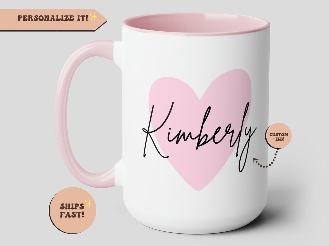Personalized Mug, Heart Coffee Mug, Name Mug Cup, Custom Name Mug, Name ...