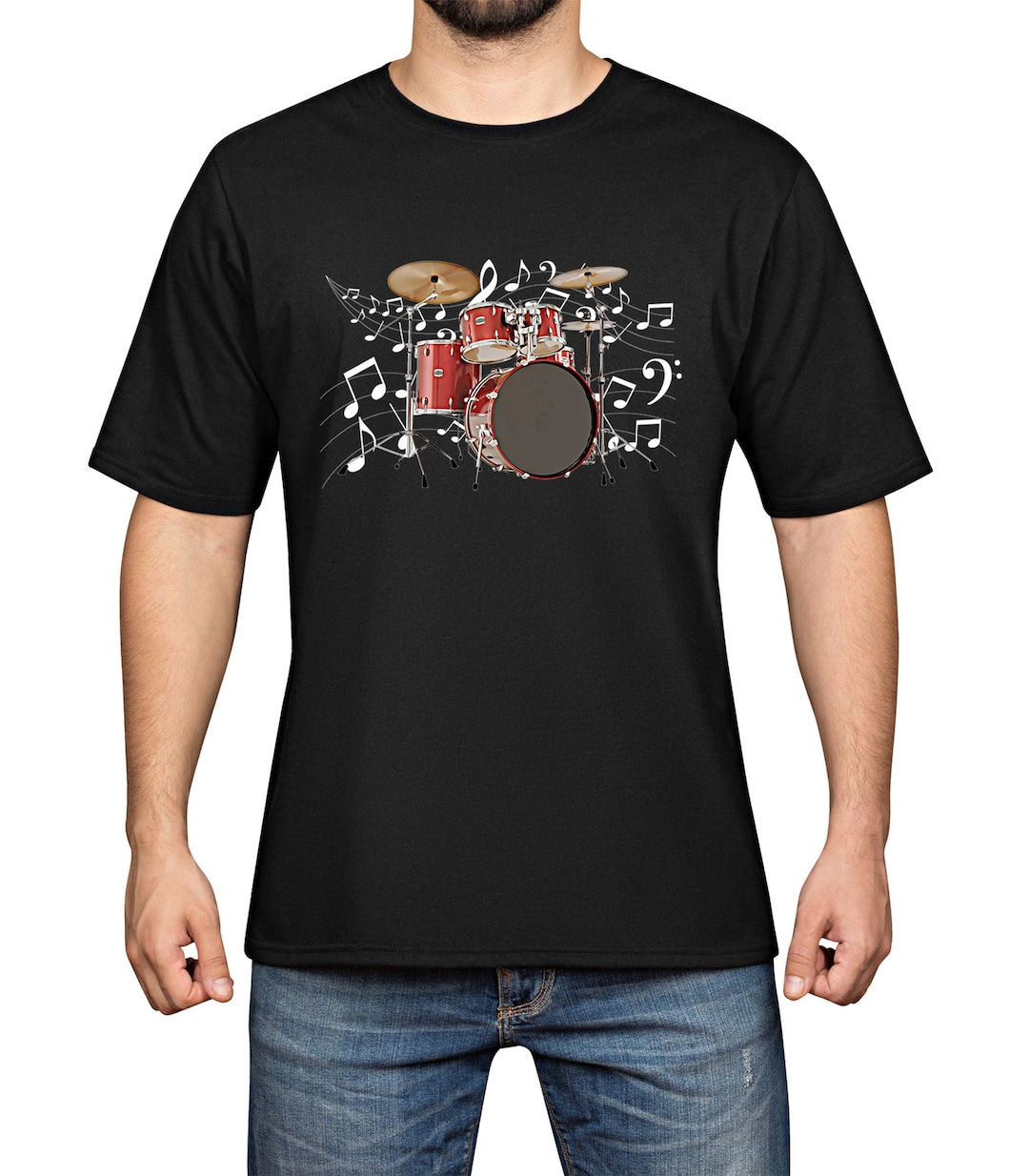 Drum Kit T Shirt Drummers T Shirt Mens Drum Kit Top Cotton T Shirt ...
