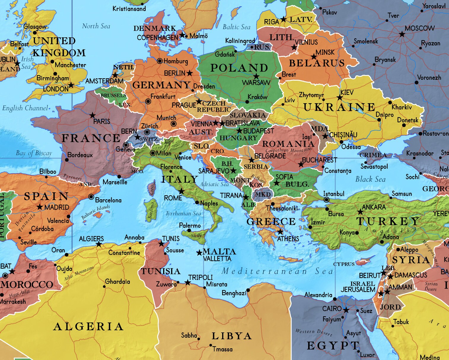 Laminated US & World Map Large Format 24 X 36 United States USA and ...