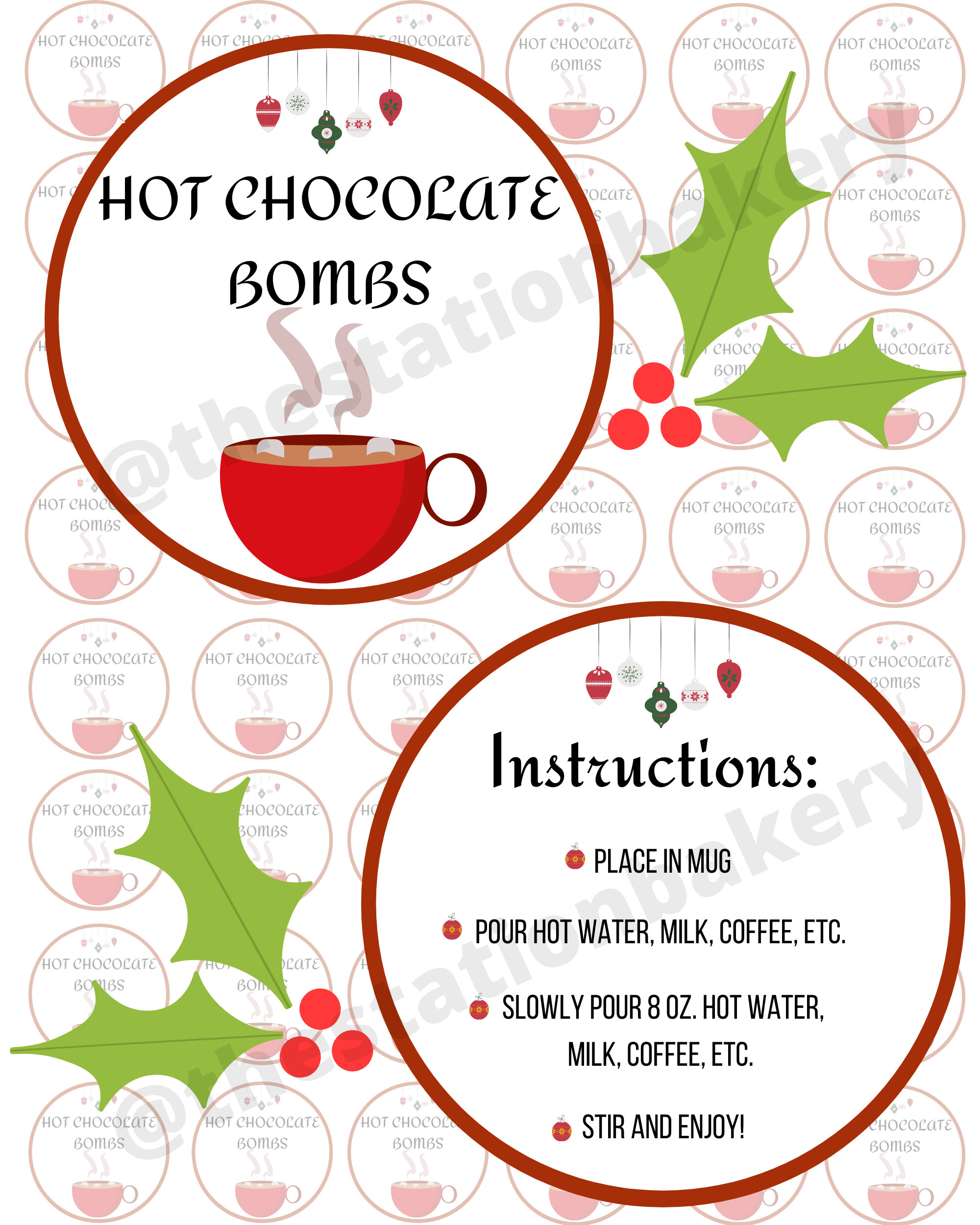 Party Favors Party Supplies Instant Download Hot Chocolate Bomb Tags ...