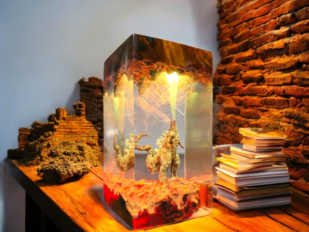 GOD.ZILLA Diorama Monster Night Light Atomic Breath Resin Epoxy Lamp ...