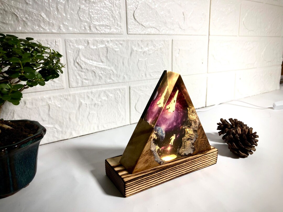 Personalized Astronaut Rocket Galaxy Space Epoxy Resin Wood Night ...