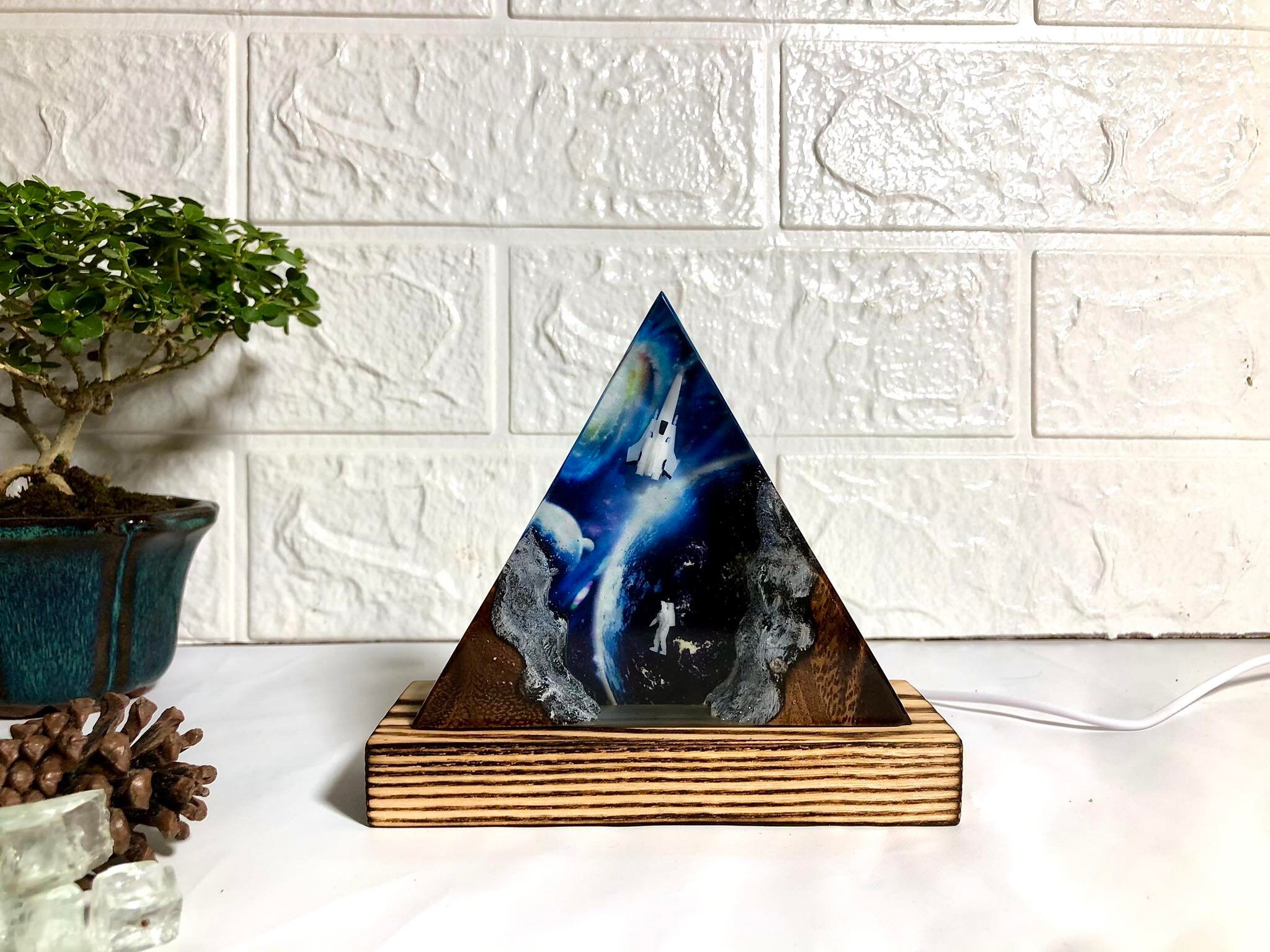 Personalized Astronaut Rocket Galaxy Space Epoxy Resin Wood Night ...