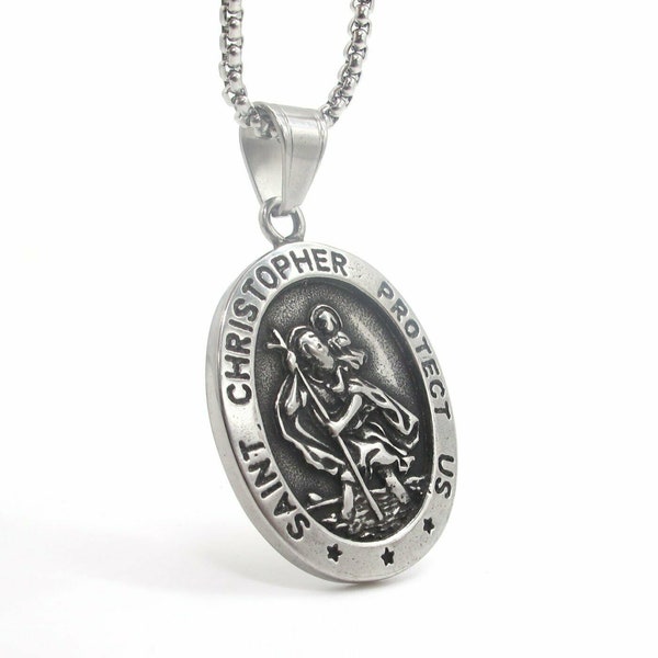 Saint Christopher Stainless Steel Necklace - Etsy