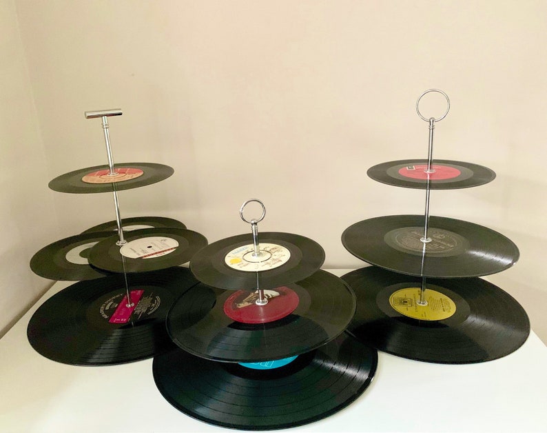Vinyl Record Cupcake Stand Using Upcycled Records 3 Tiers - Etsy UK