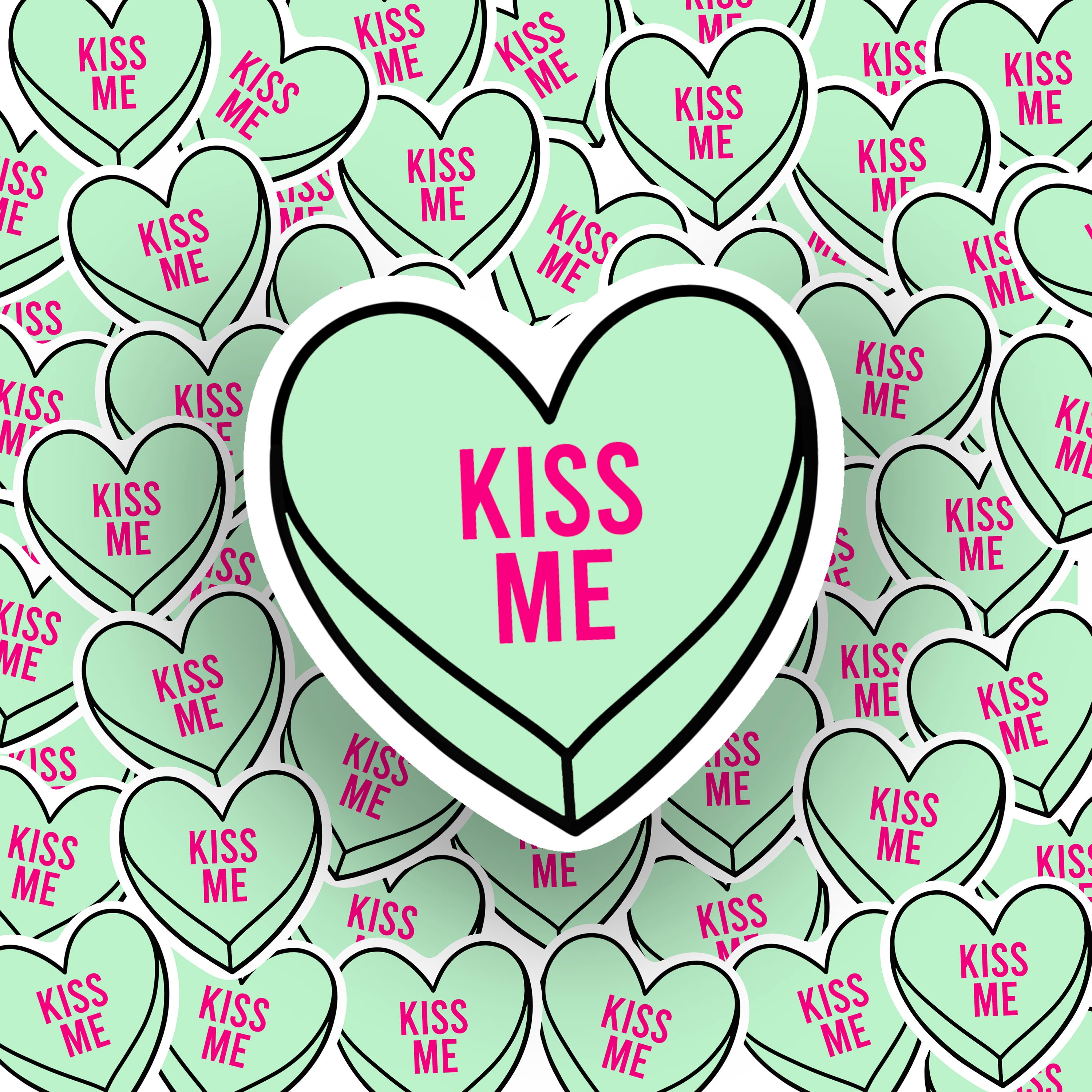 Kiss Me Conversation Heart Sticker Valentine's Day - Etsy