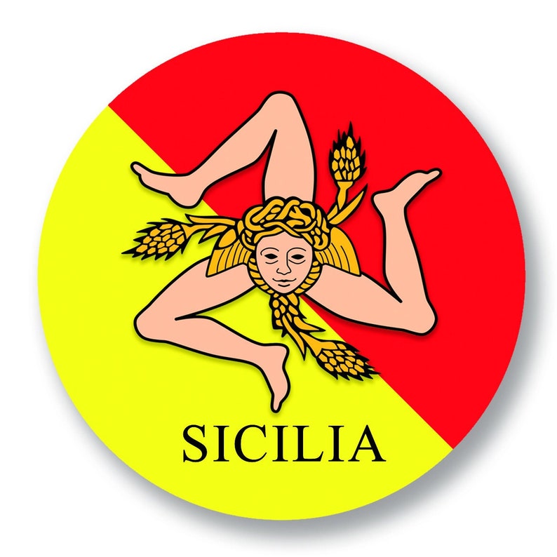 3 Sicilia Stickers, Label Decal 3 Inches Round Flag for Laptop, Cars ...