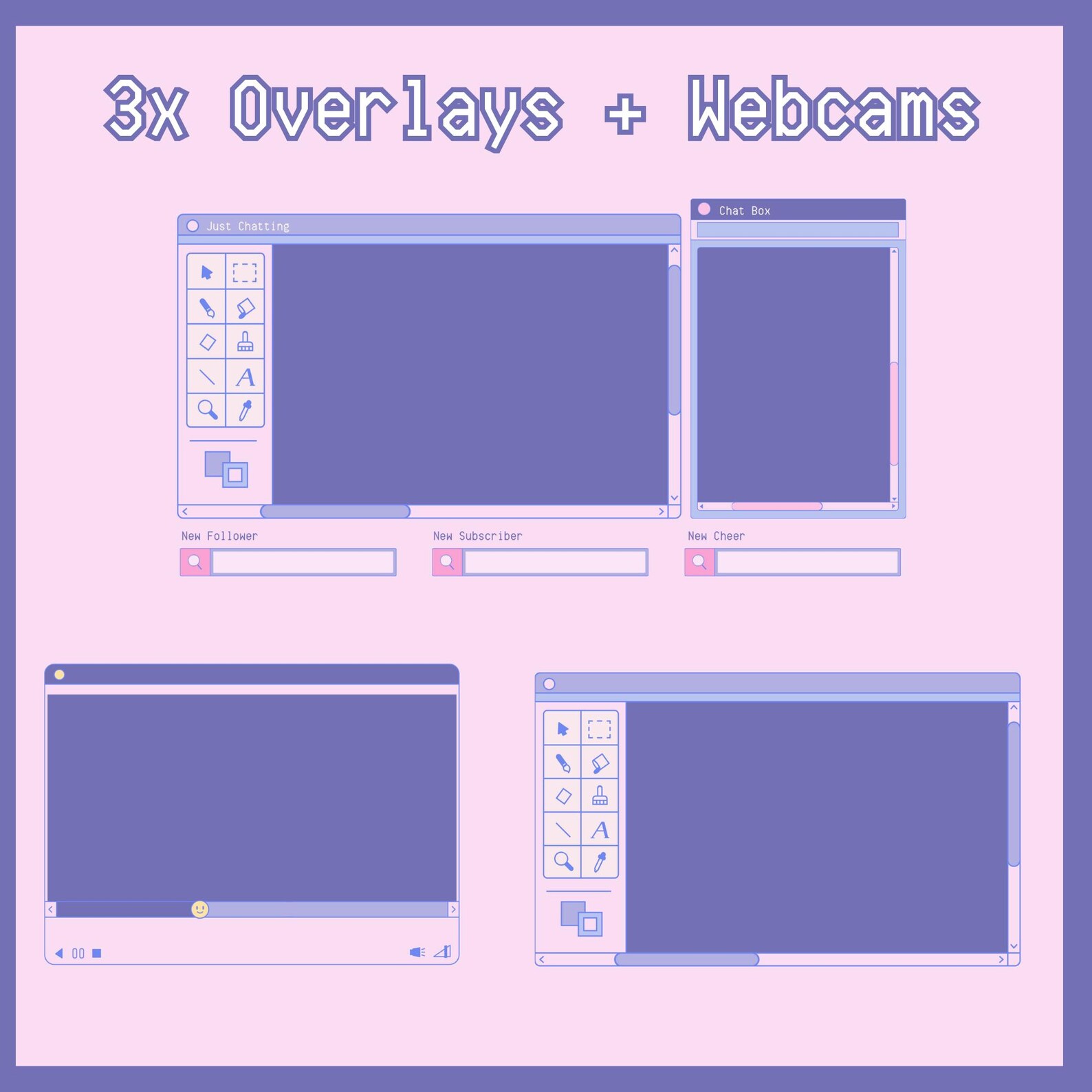 Pastel Windows UI Twitch Stream Overlays | Retro Computer | Webcam ...