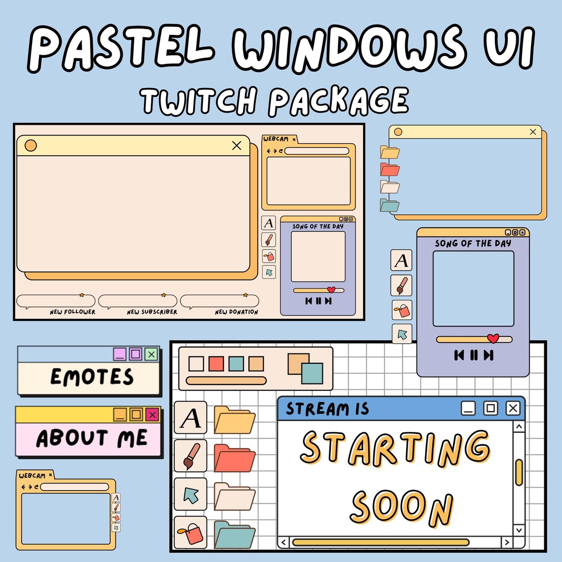 Pastel Windows UI Twitch Stream Package | Retro Computer | Twitch ...