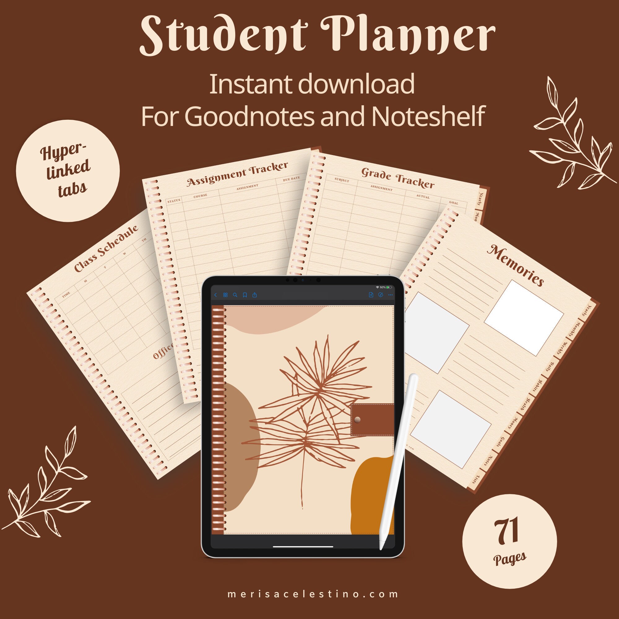 Student Planner for Goodnote and Notability With Boho Chic Aesthetic ...