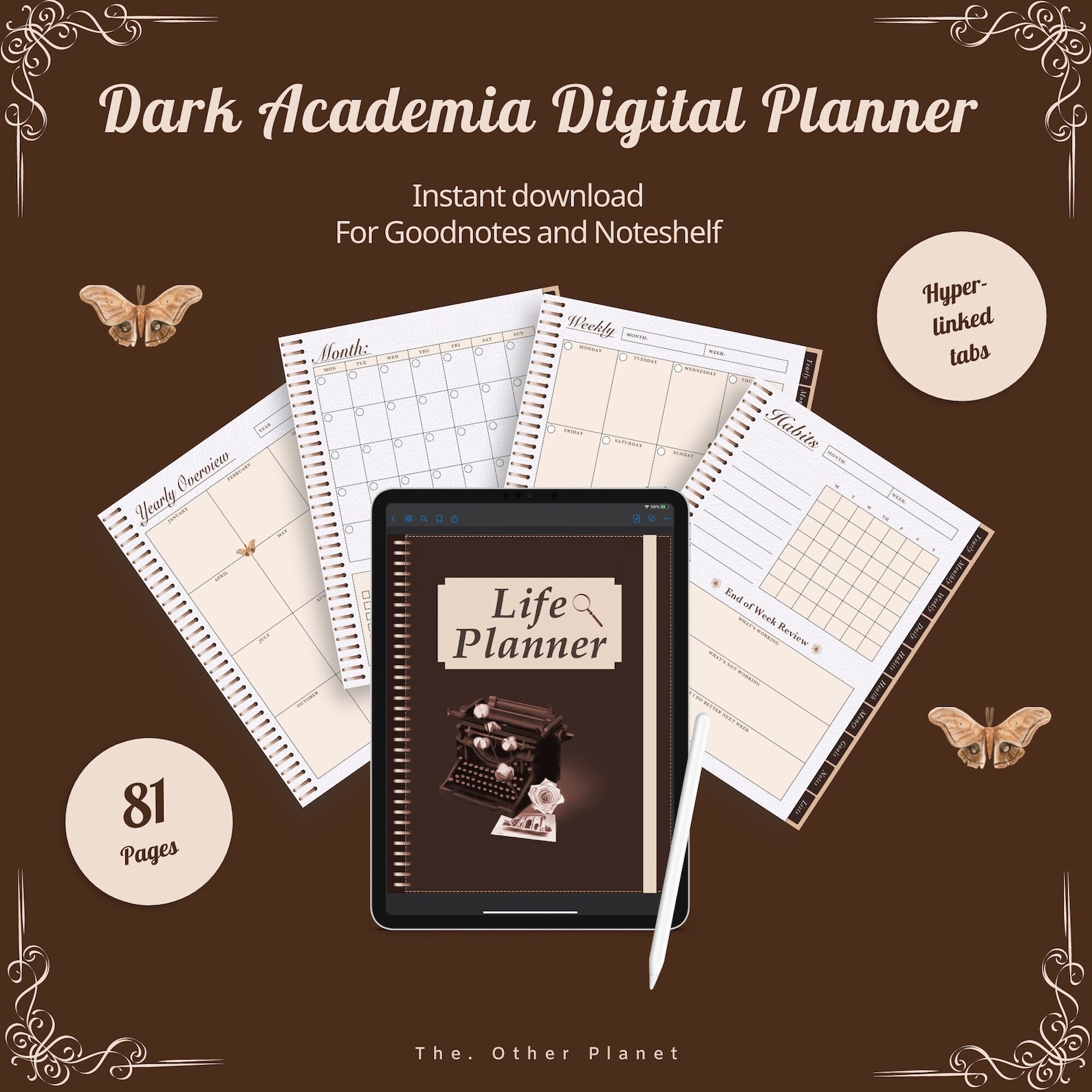 Dark Academia Digital Planner for Goodnotes and Notability - Etsy