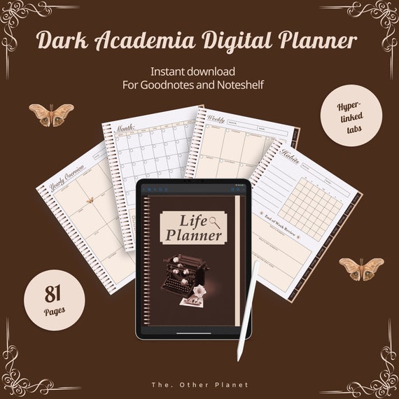 Dark Academia Digital Planner for Goodnotes and Notability - Etsy
