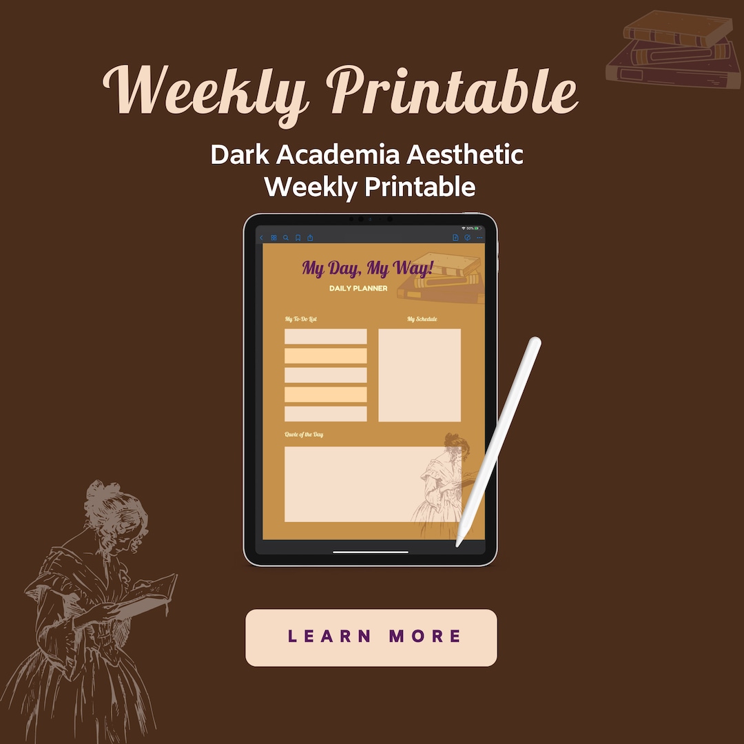Productivity Planner / Dark Academia Download Now - Etsy