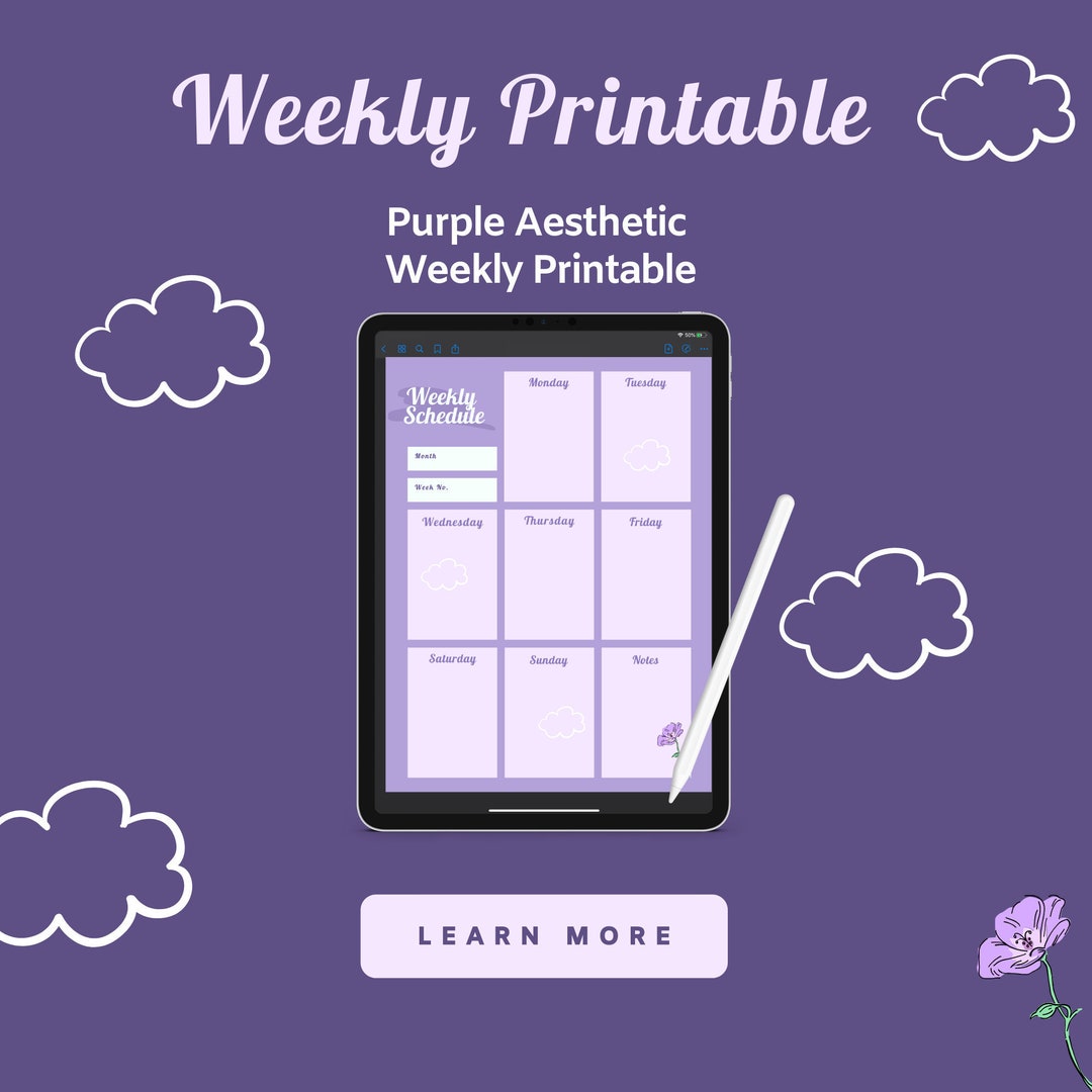 Productivity Planner / Purple Aesthetic Download Now - Etsy
