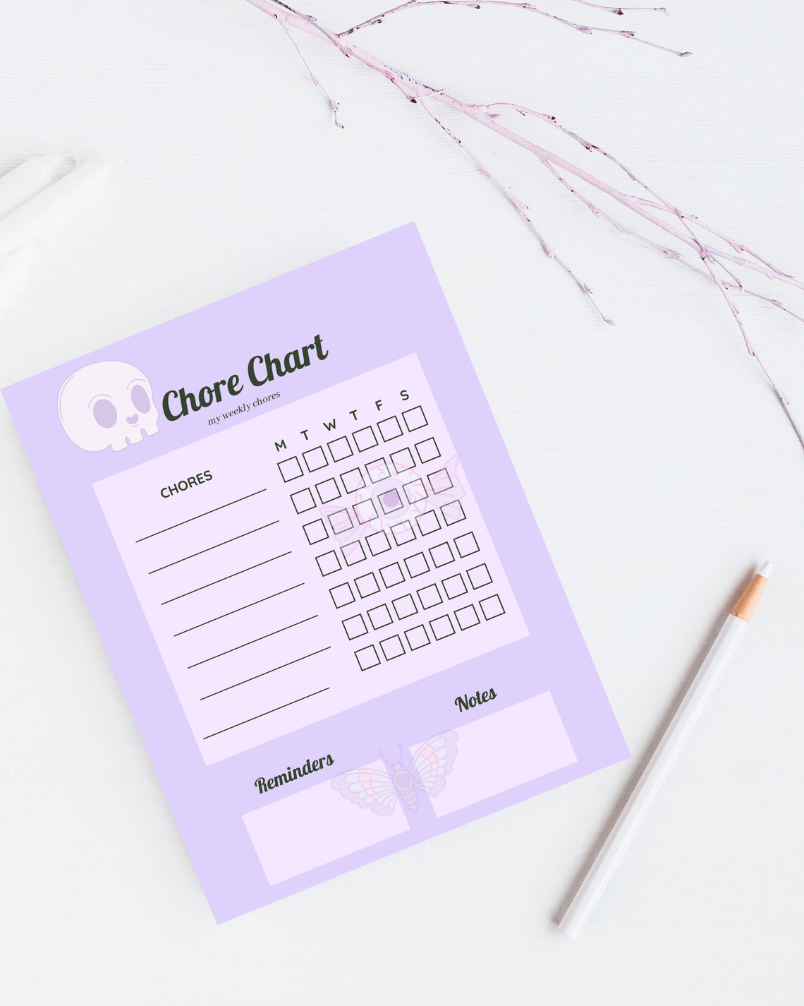 Chore Chart Planner/ Chore Chart Insert / Soft Grunge Aesthetic ...