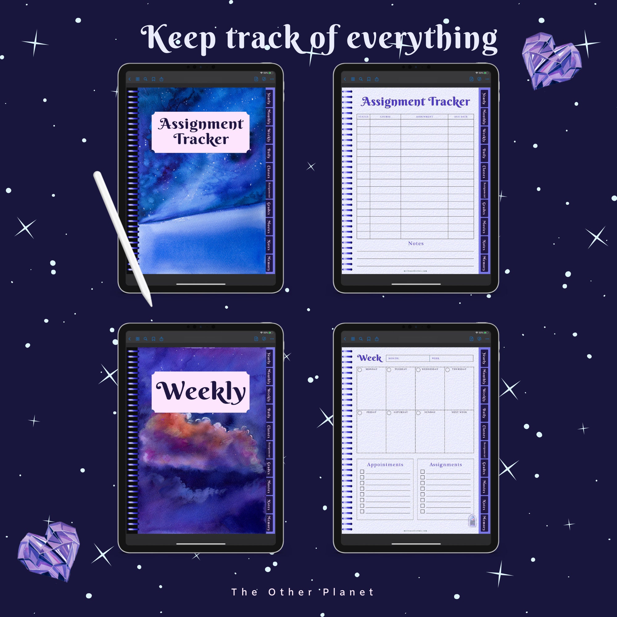 Student Planner for Goodnote and Notability With Purple Fantasy ...