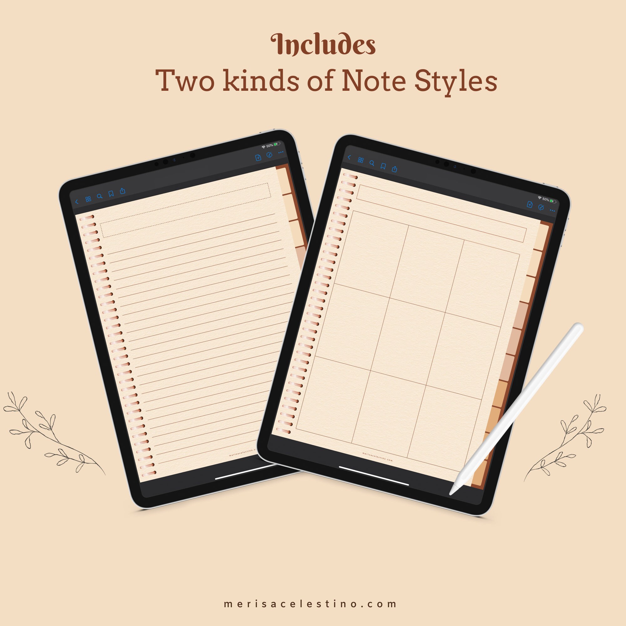 Digital Notebook for Goodnotes and Notability With Boho Chic Aesthetic ...