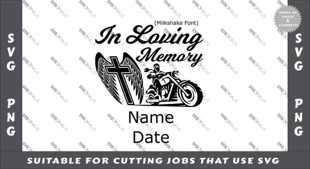 In Loving Memory - Motorcycle Cross With Wings - SVG PNG - Etsy
