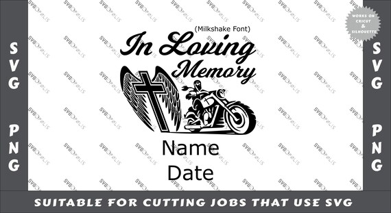 In Loving Memory Motorcycle Cross With Wings SVG PNG - Etsy