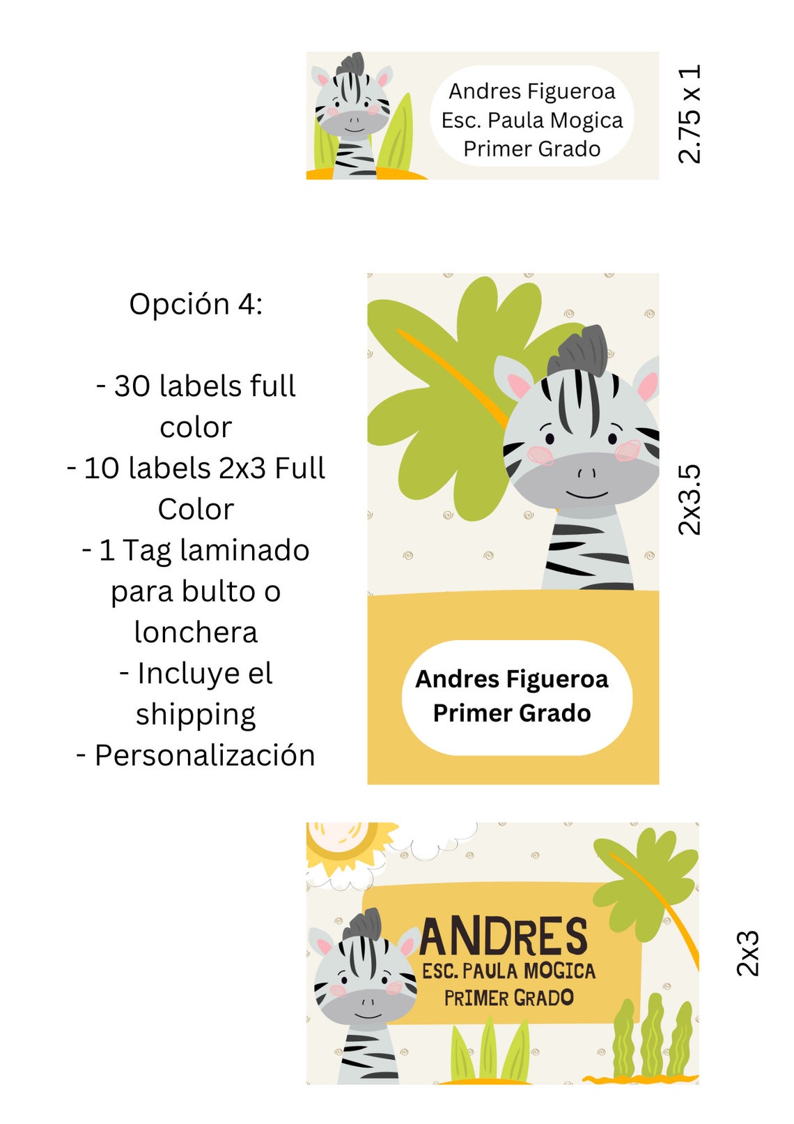 Student Labels - Etiqueta Para Estudiantes - Labels - School Labels ...