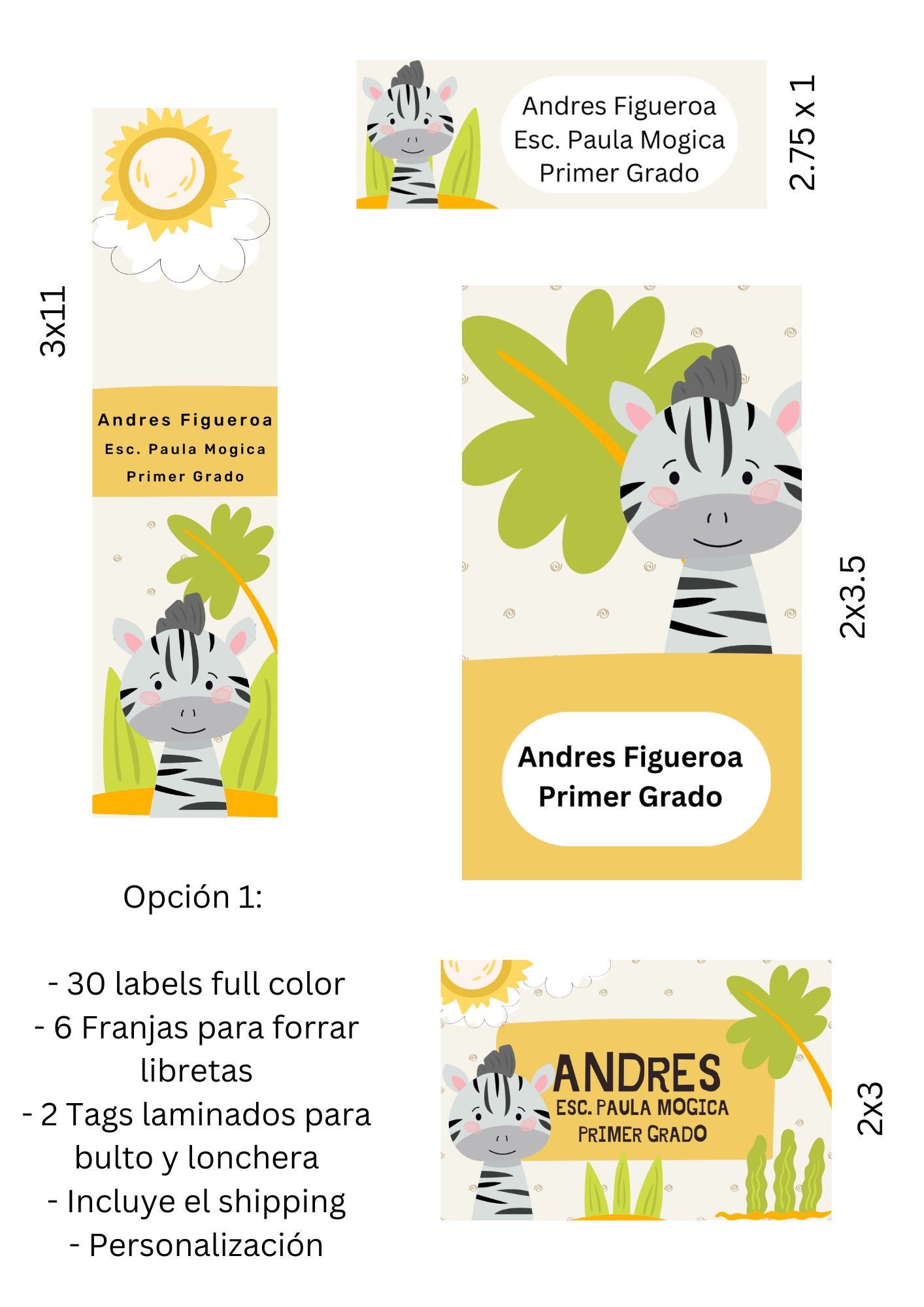 Student Labels - Etiqueta Para Estudiantes - Labels - School Labels ...