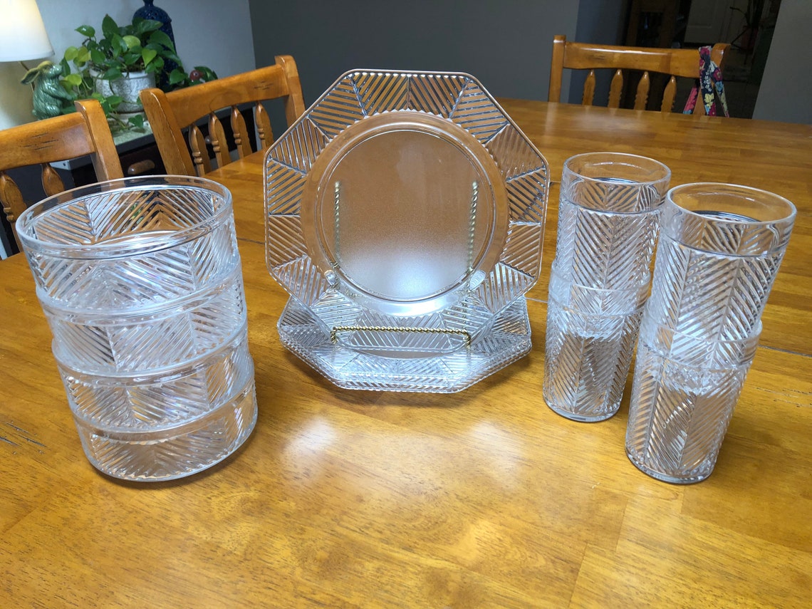 Vintage Clear Patio Dinnerware Set Indoor Outdoor Table - Etsy