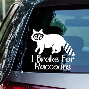 I Brake for Raccoons| Car Decals for Animal Lovers| Animal Car Decals ...
