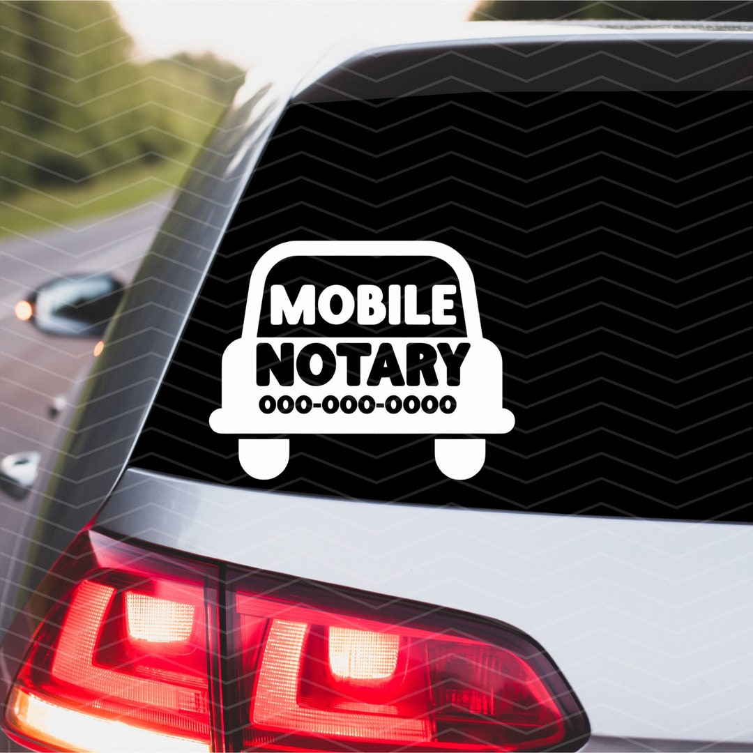 Custom Mobile Notary Decal Personalized Contact Information Notary ...