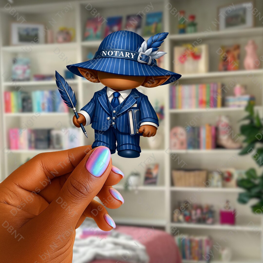 Notary Gnome Sticker | African American, Blue Business Suit UV DTF ...