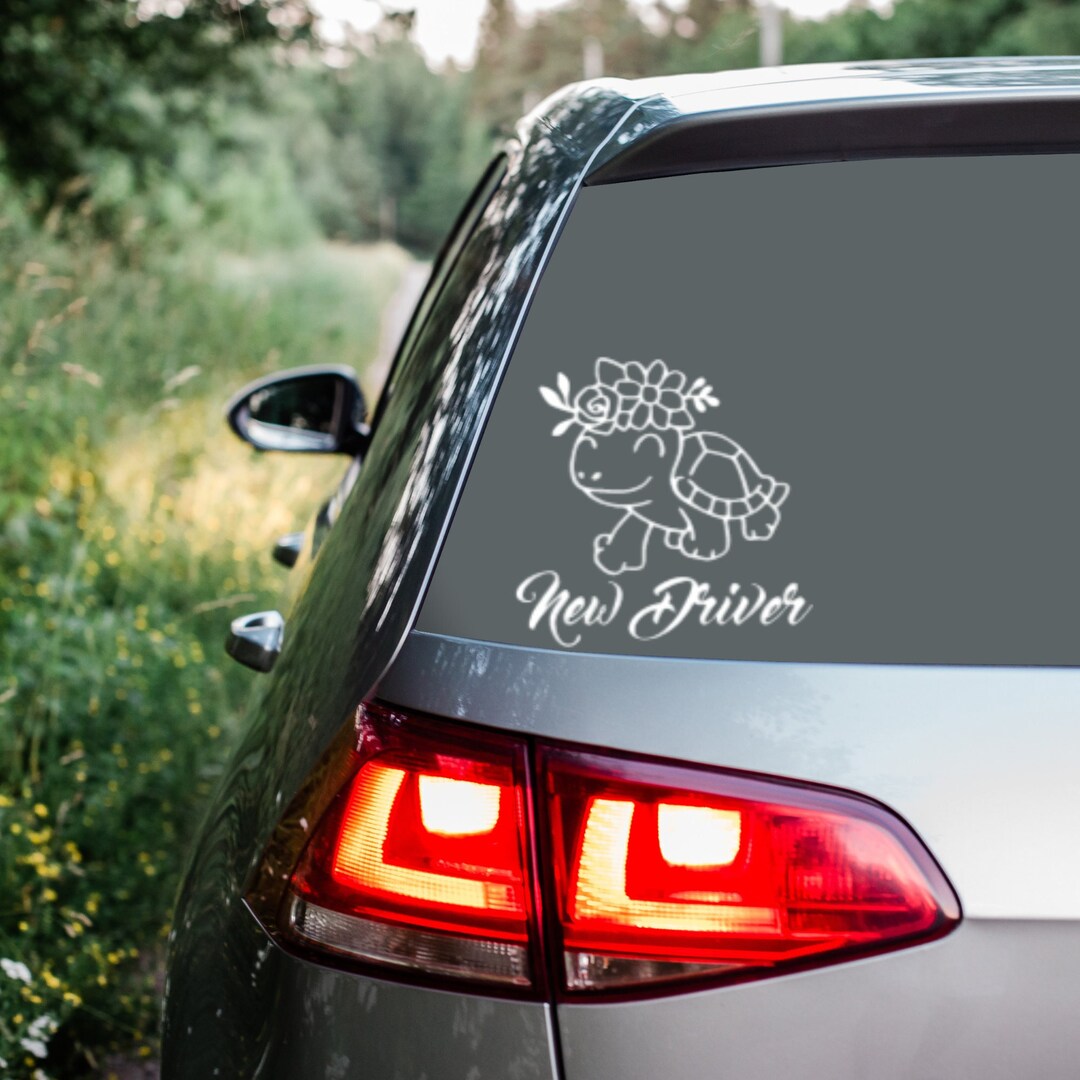 New Driver/slow Driver Girl Turtle Vinyl Decal/new Driver/student ...