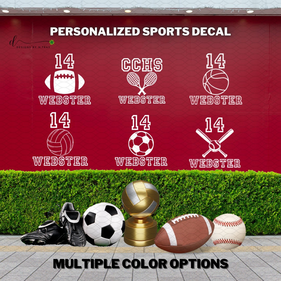 Personalized Sports Name Decal/custom Athlete Window Decal/football ...