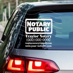 Bold Square Notary Public Decal| Decals for Notaries| Professional Car ...