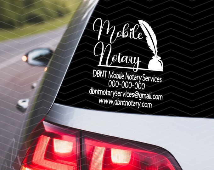 Mobile Notary Public Decal Decals for Notaries Professional Car Decals ...