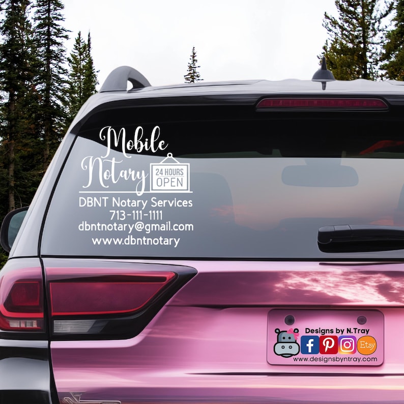 Mobile Notary Car Decal – Custom Vinyl Window Sticker - Etsy