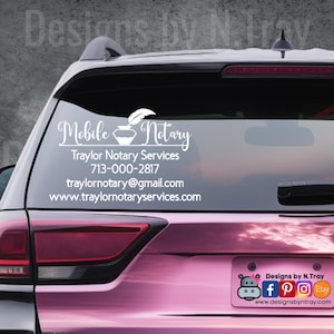 Mobile Notary Car Decal – Elegant Quill, Custom Vinyl Sticker - Etsy