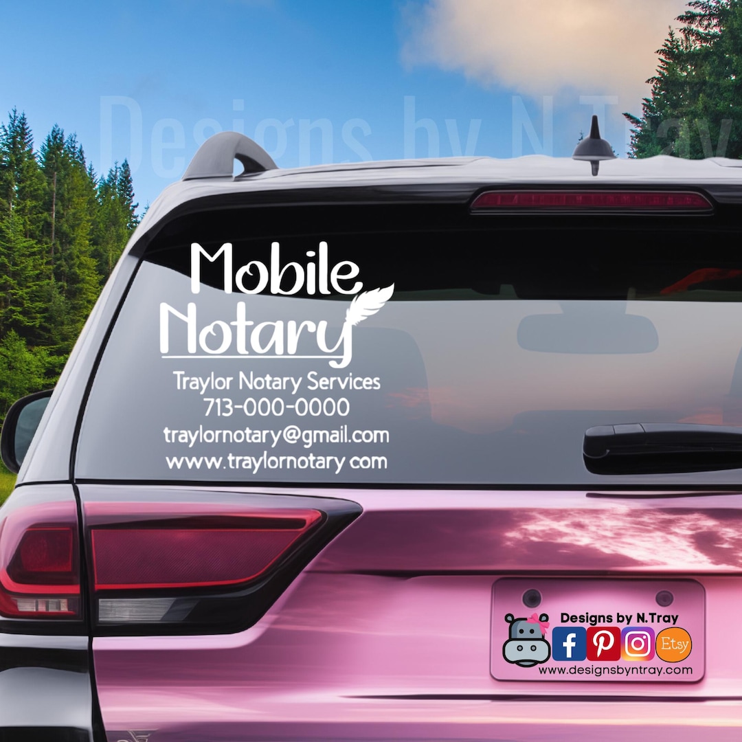 Custom Mobile Notary Car Decal – Personalized Vinyl Business Sticker ...